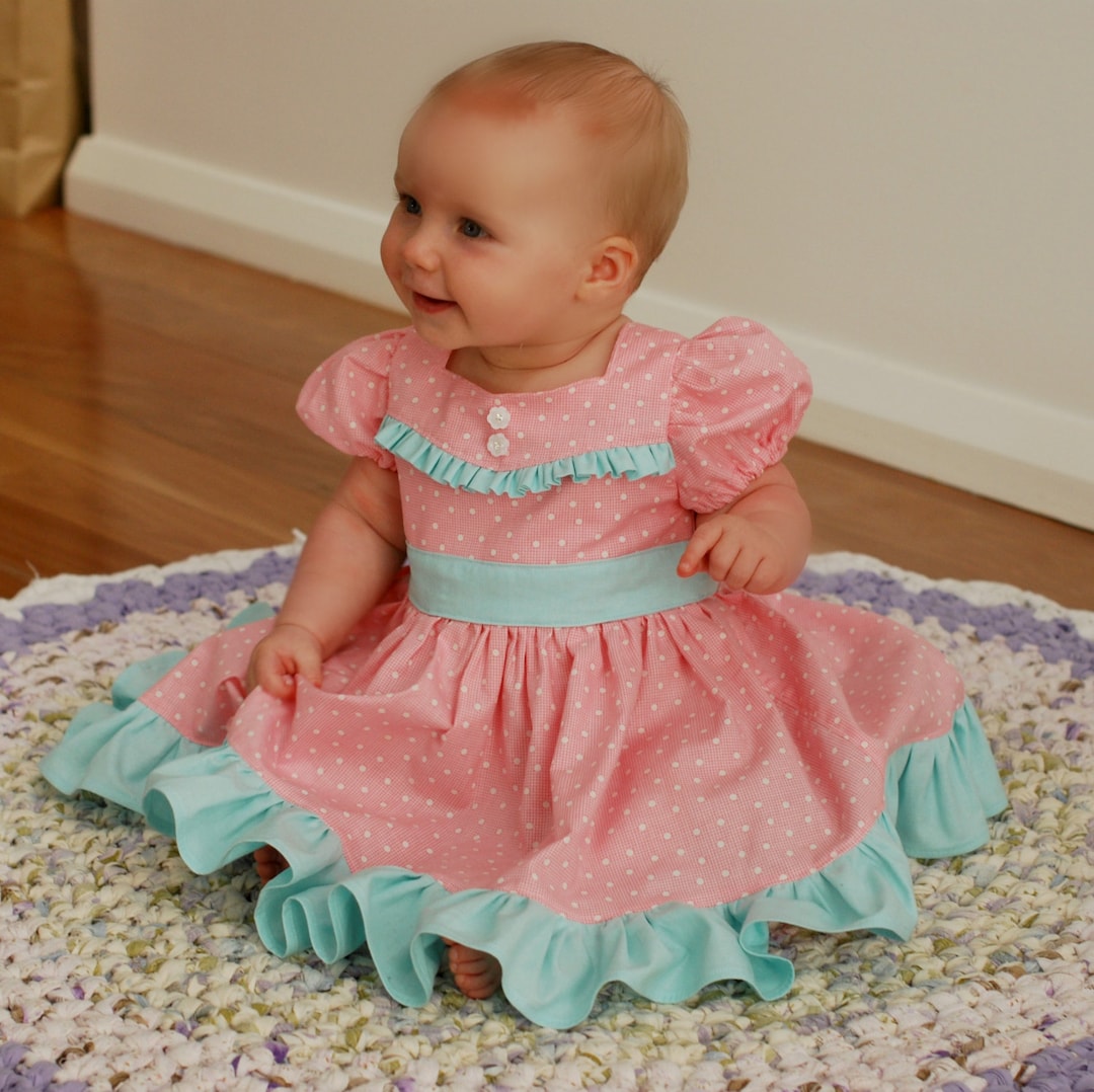 Betty Lou Girl's Vintage Style Ruffled Bodice Dress, Instant Download ...