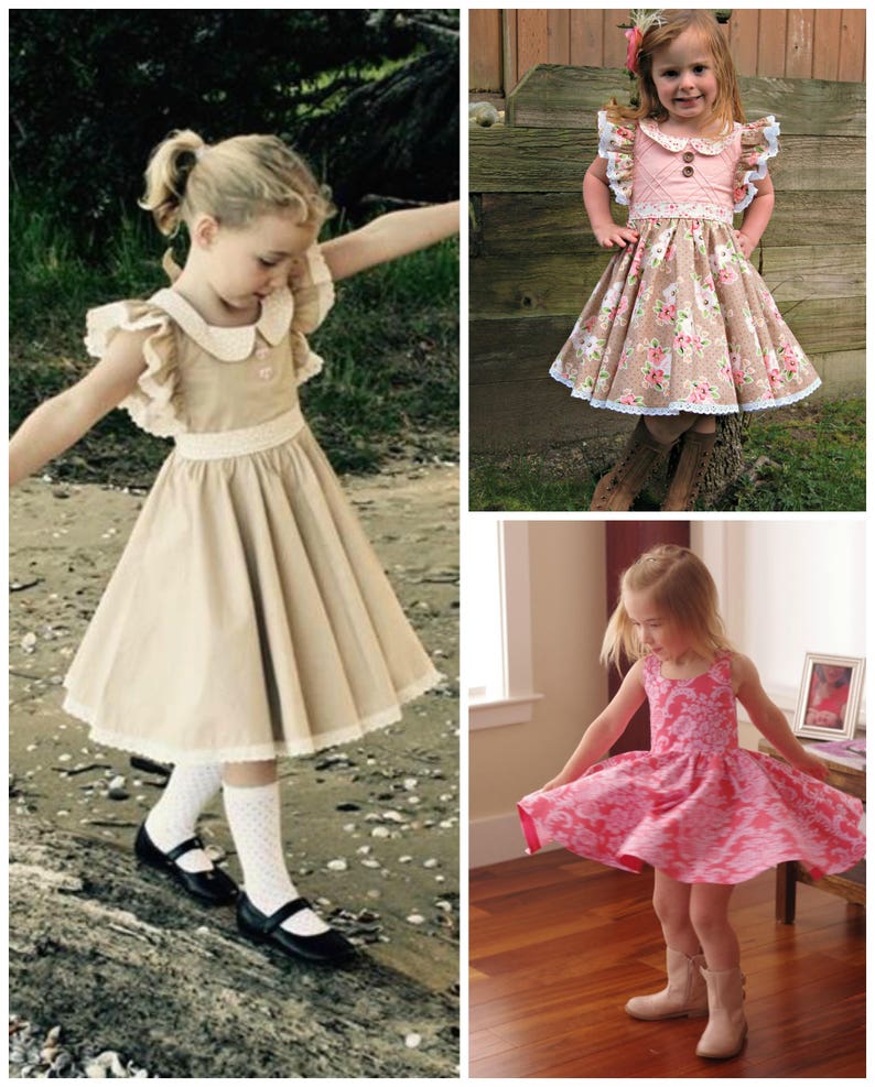 Clementine Vintage Style Girls Dress W/ Extended Flutter Sleeves PDF ...