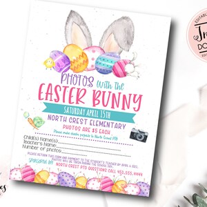 Photos With the Easter Bunny Flyer, Bunny Photo Template, Easter ...