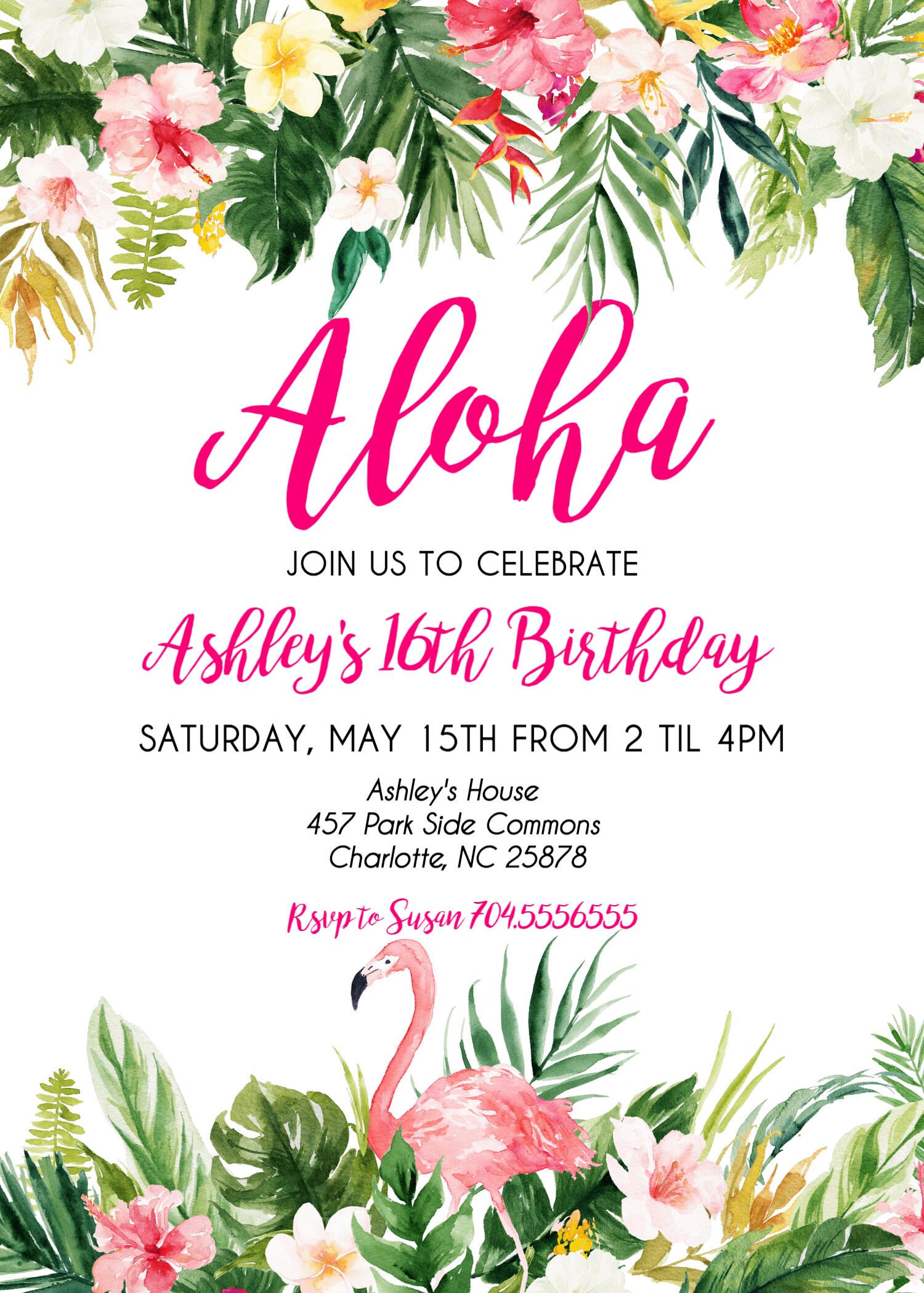 Aloha Tropical Instant Download Invitation Birthday Bridal | Etsy