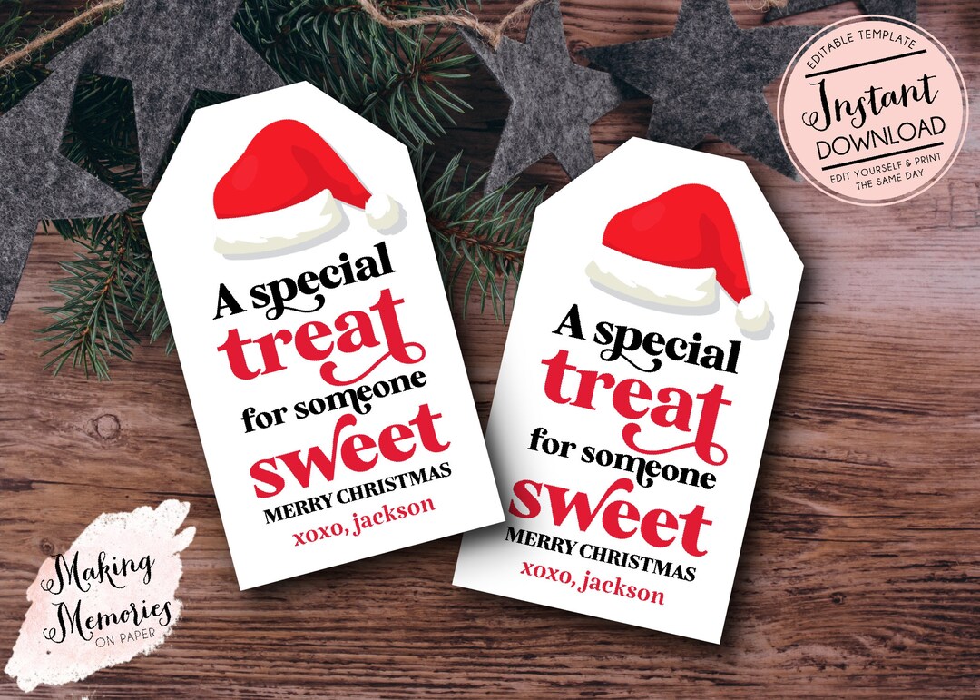Sweet Treat Christmas Gift Tag, Christmas Gift Tag, Holiday Gift Tag ...