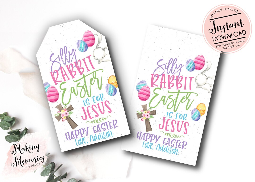 Silly Rabbit Easter is for Jesus Favor Tag, Church Easter Tag, Easter ...