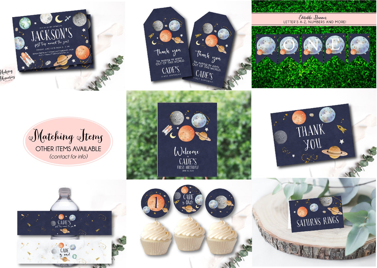 Editable Outer Space Food Tent Cards, First Trip Around the Sun Food ...