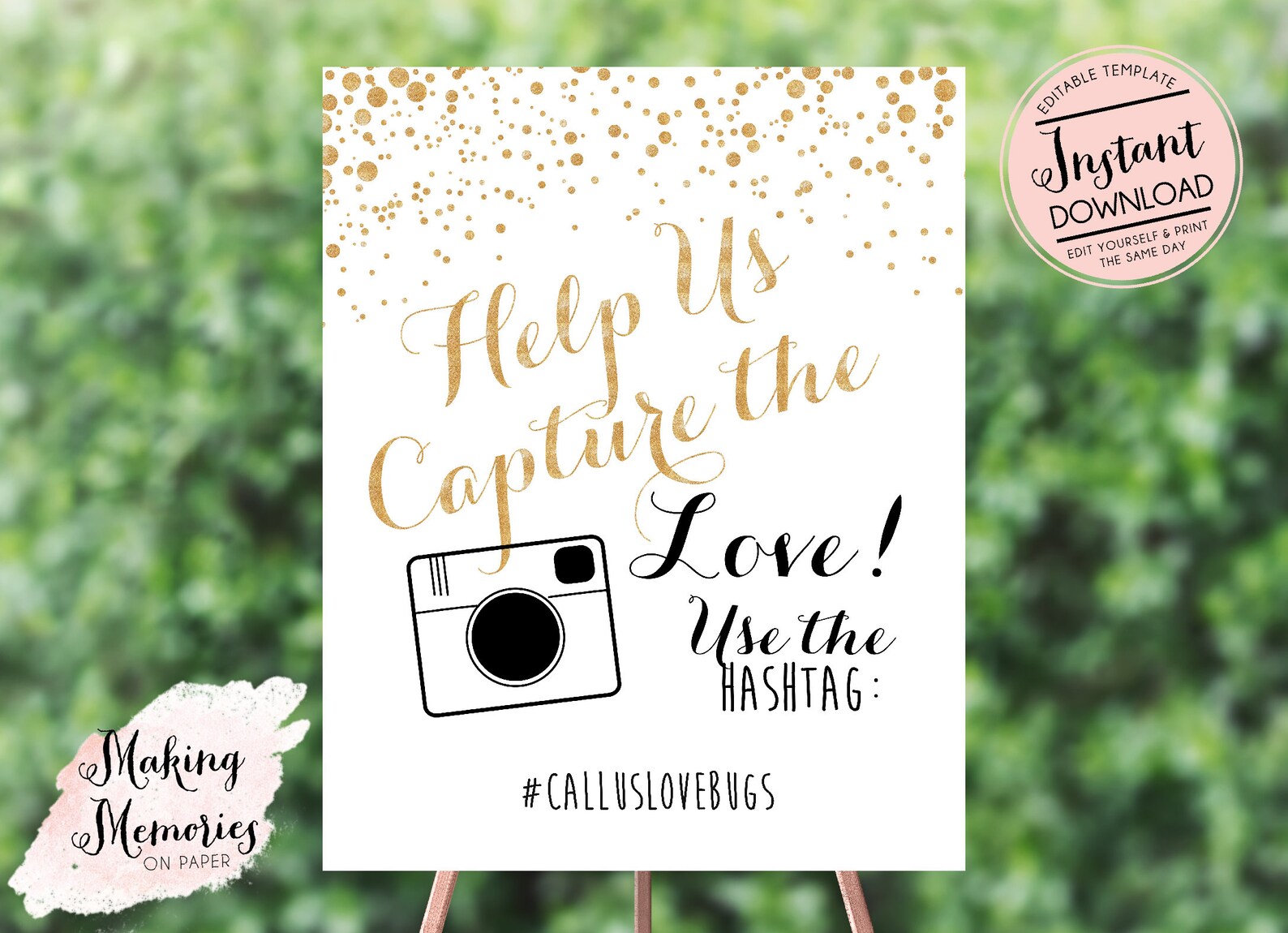 Hashtags Sign, If You Hashtag, Glitter Chalk Wedding Sign, Printable ...