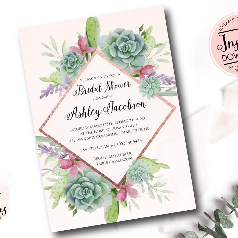 Succulent Invitation - Etsy