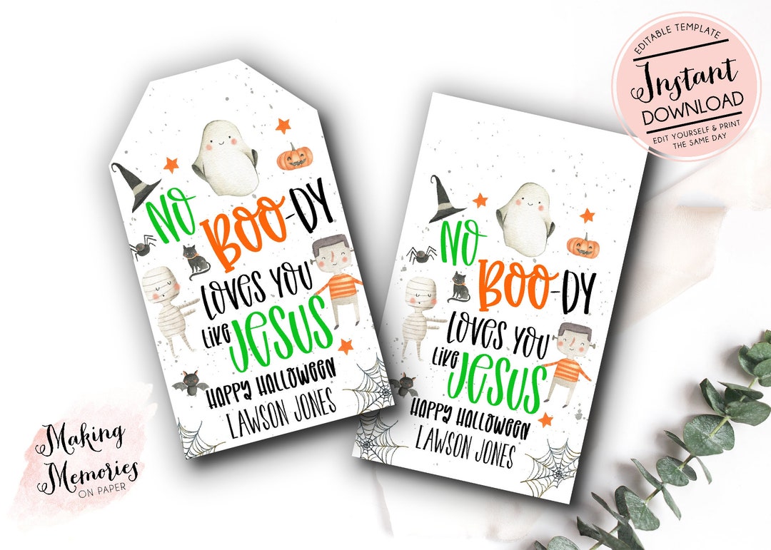Religious Halloween Favor Tag, Nobody Loves You Like Jesus, Church ...