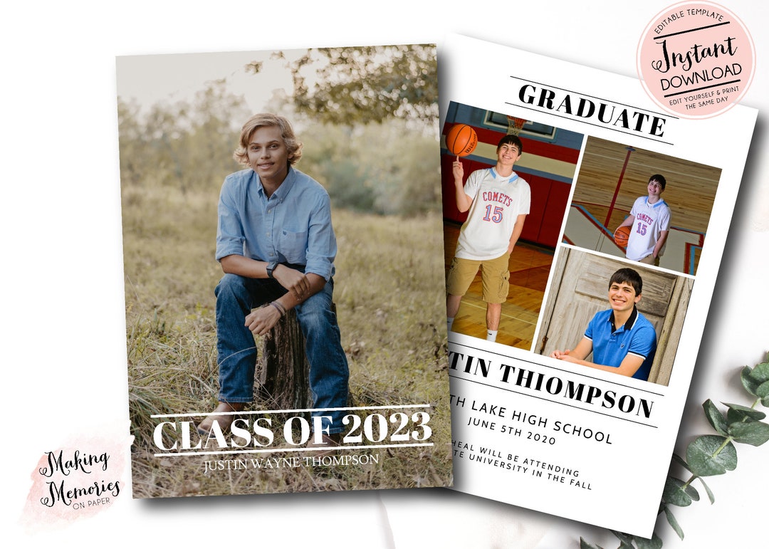 Graduation Announcement, Boy Graduation Invitation, Boy Graduation ...