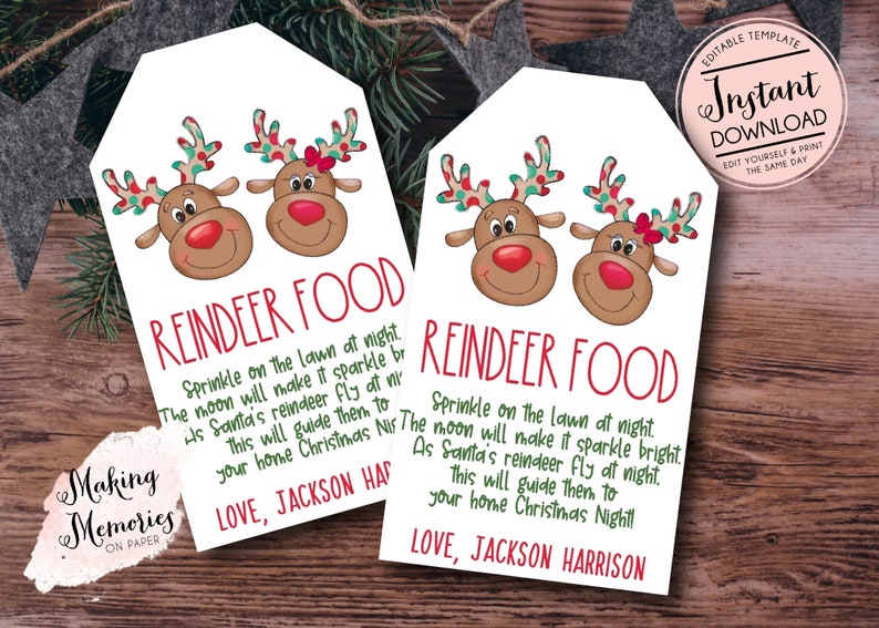 Reindeer Poop Favor Tag, Christmas Treat Bag, Reindeer Poop School Gift ...