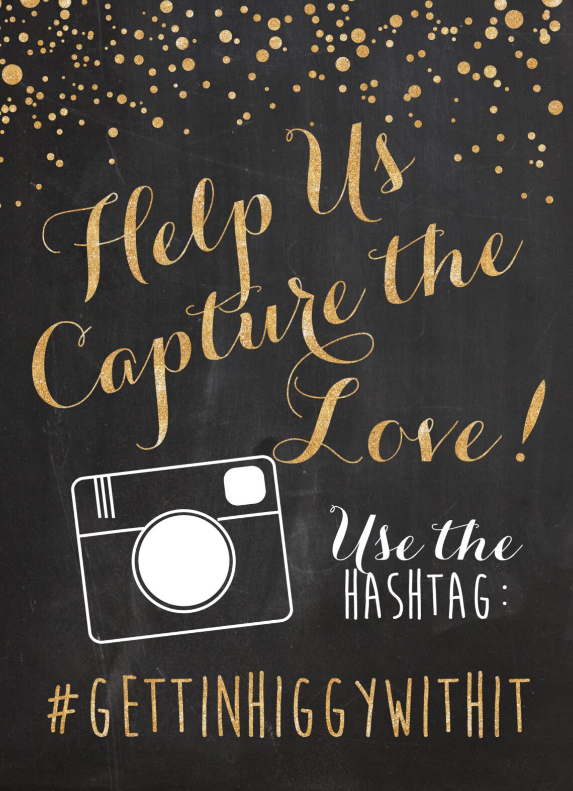 Hashtags Sign, If You Hashtag, Glitter Chalk Wedding Sign, Printable ...