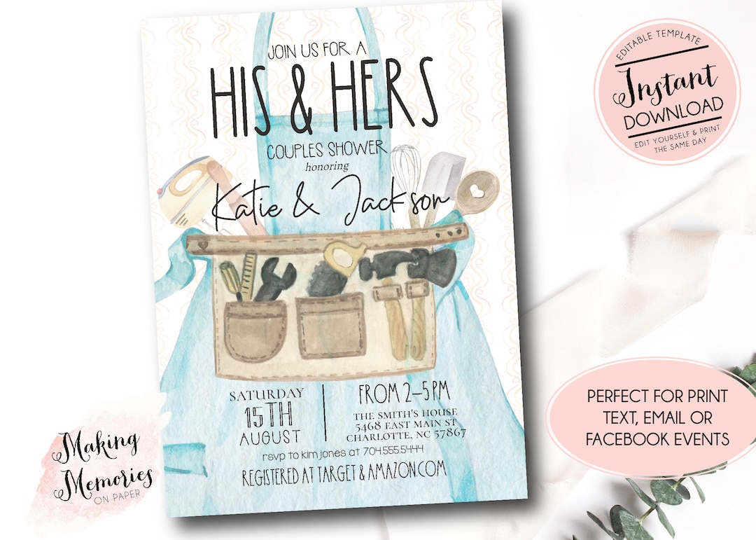 His and Hers Couples Shower Invitation, Editable Couples Shower ...
