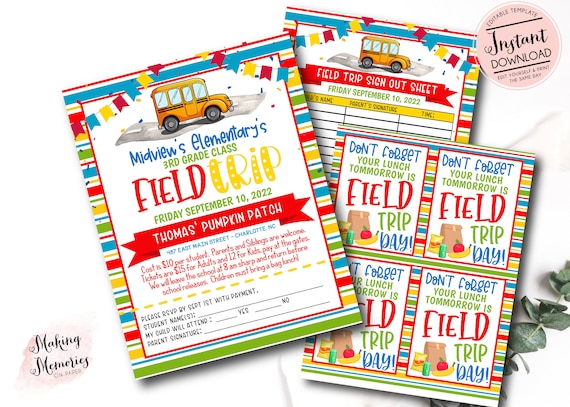Field Trip Permission Slip Form Field Trip Flyer School - Etsy