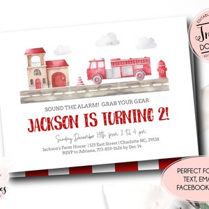 Editable Fire Truck Water Bottle Labels, Fire Engine Party Drink Labels ...