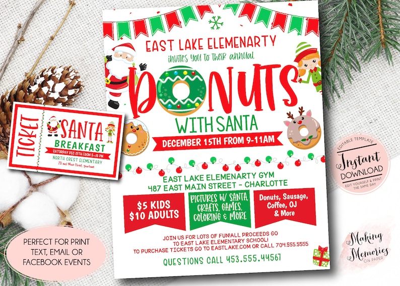 Breakfast With Santa Fundraiser, Breakfast With Santa Flyer Template ...