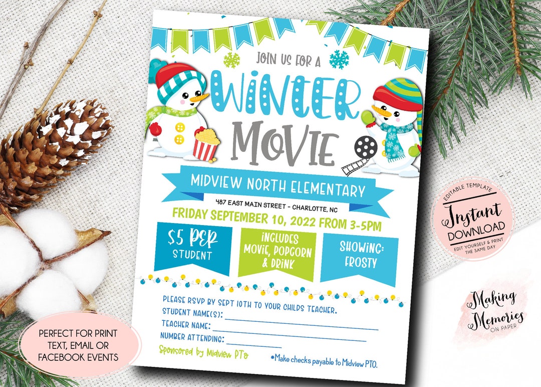 Winter School Movie Fundraiser, Holiday Movie Night, Movie Fundraiser ...