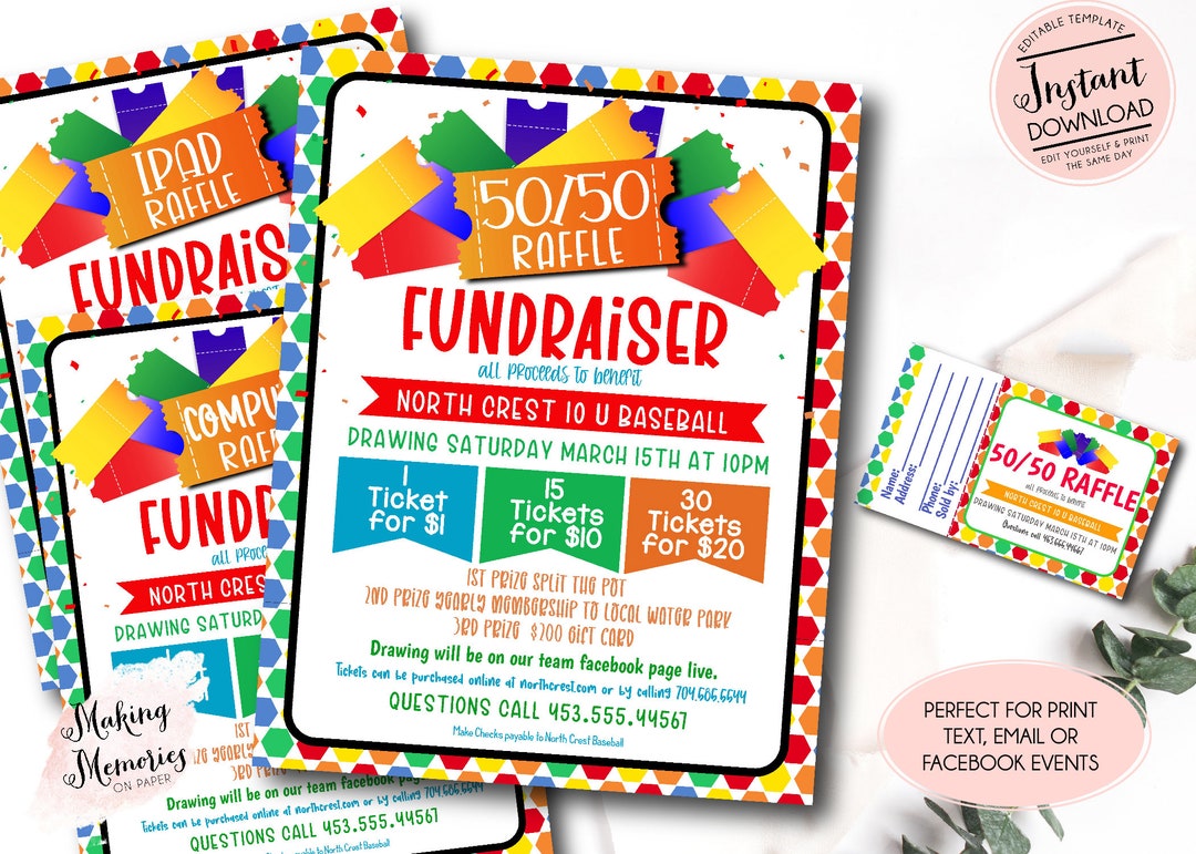 Raffle Ticket Fundraiser Flyer, Item Computer iPad Ipod Raffle ...