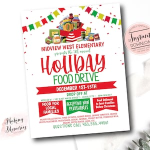 Food Drive Flyer, Holiday Food Drive Template, Editable Food Drive ...