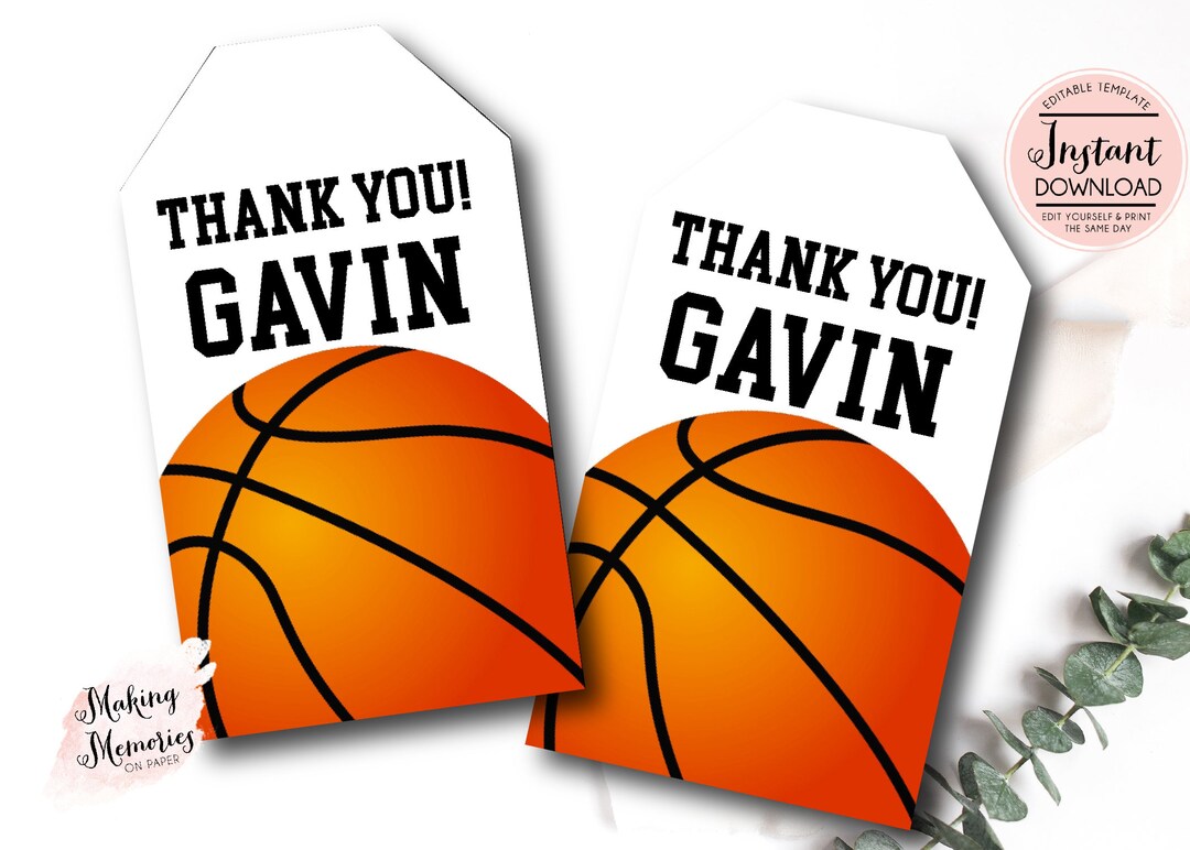 Editable Basketball Favor Tags, Sports Favors, Basketball Favor ...