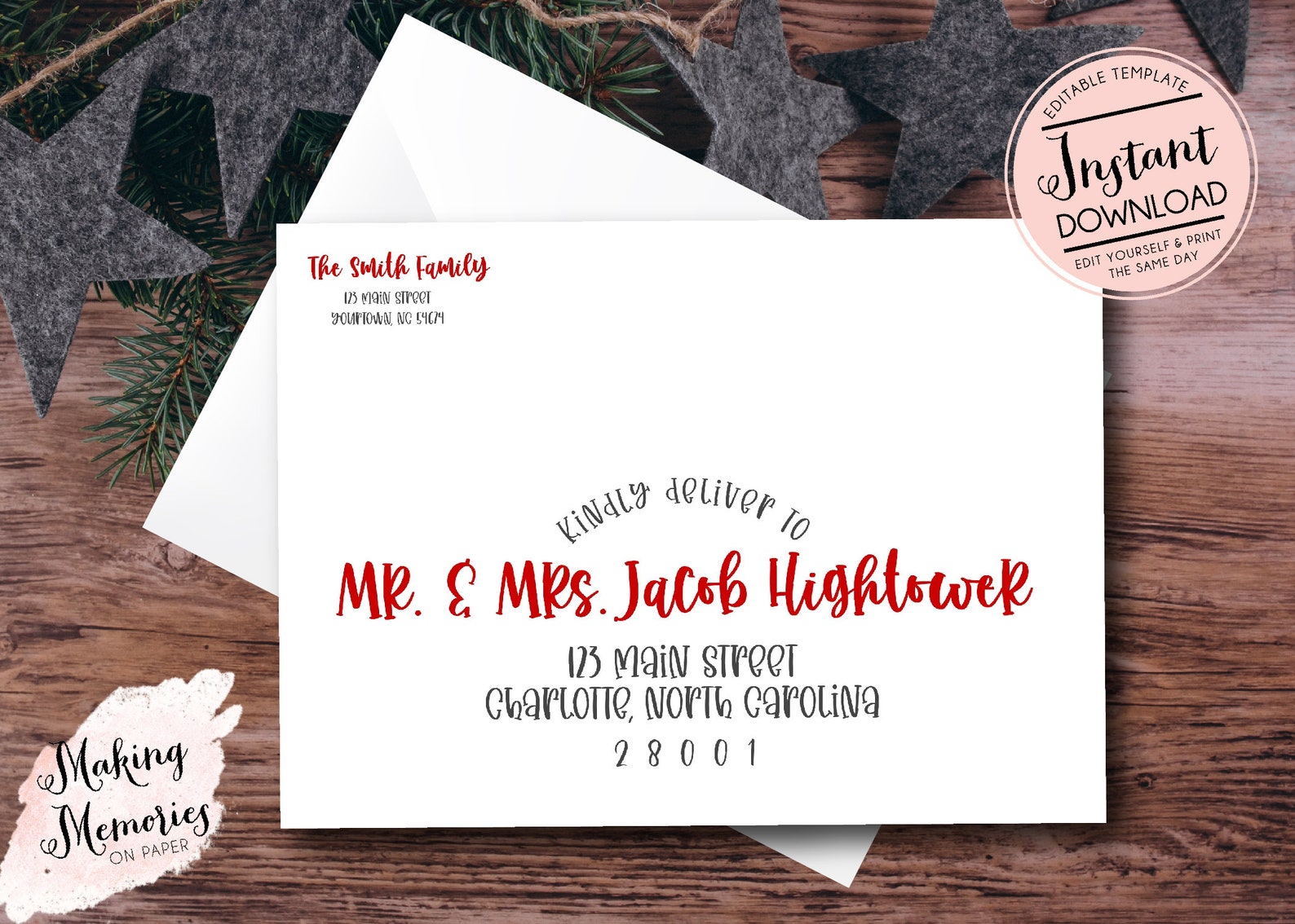 Editable Christmas Envelope Template Addressed Christmas - Etsy