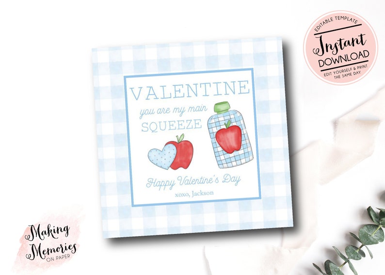 Applesauce Valentine, Applesauce Valentine Card, Pink Applesauce Pouch ...