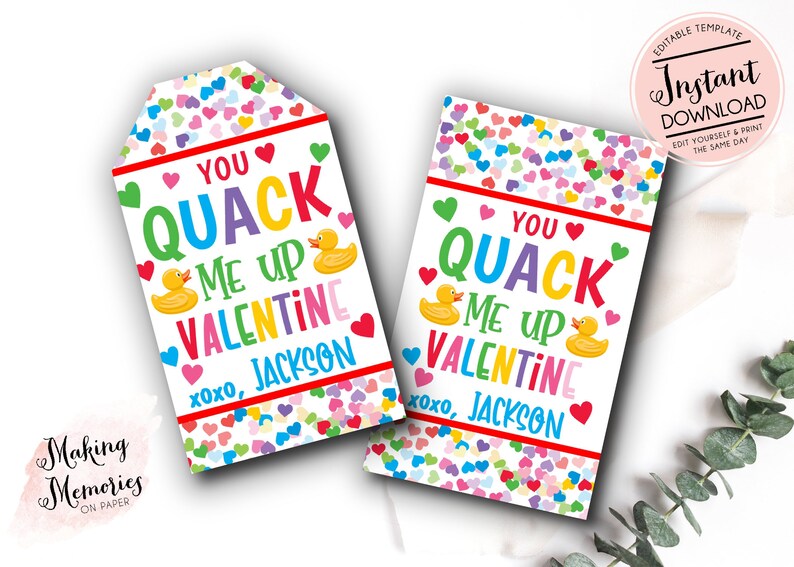Editable Rubber Duck Valentine Tag, One Lucky Duck Valentines Day Tag ...