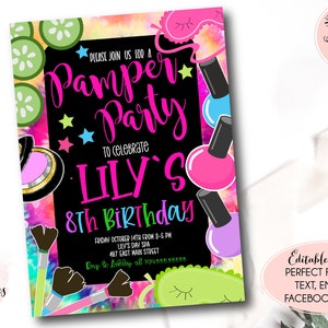 Pamper Party Invitation, Girls Makeover Template, Spa Birthday Party ...