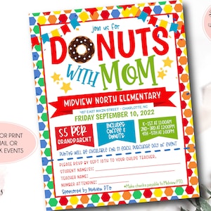 Donuts With Dad Flyer, Donuts With Dad Invitation, Donuts With Parents ...