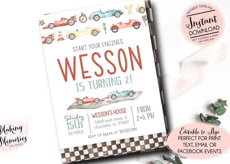 Editable Race Car Welcome Sign Race Car Birthday Welcome - Etsy