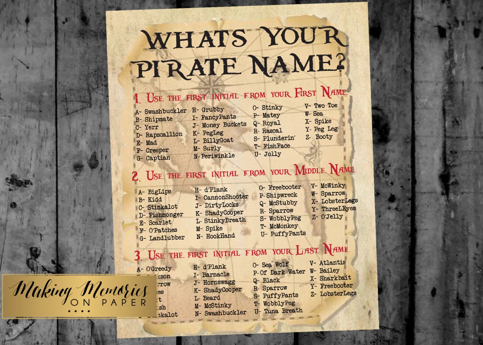 What is Your Pirate Name INSTANT DOWNLOAD - Pirate Printable - Pirate ...