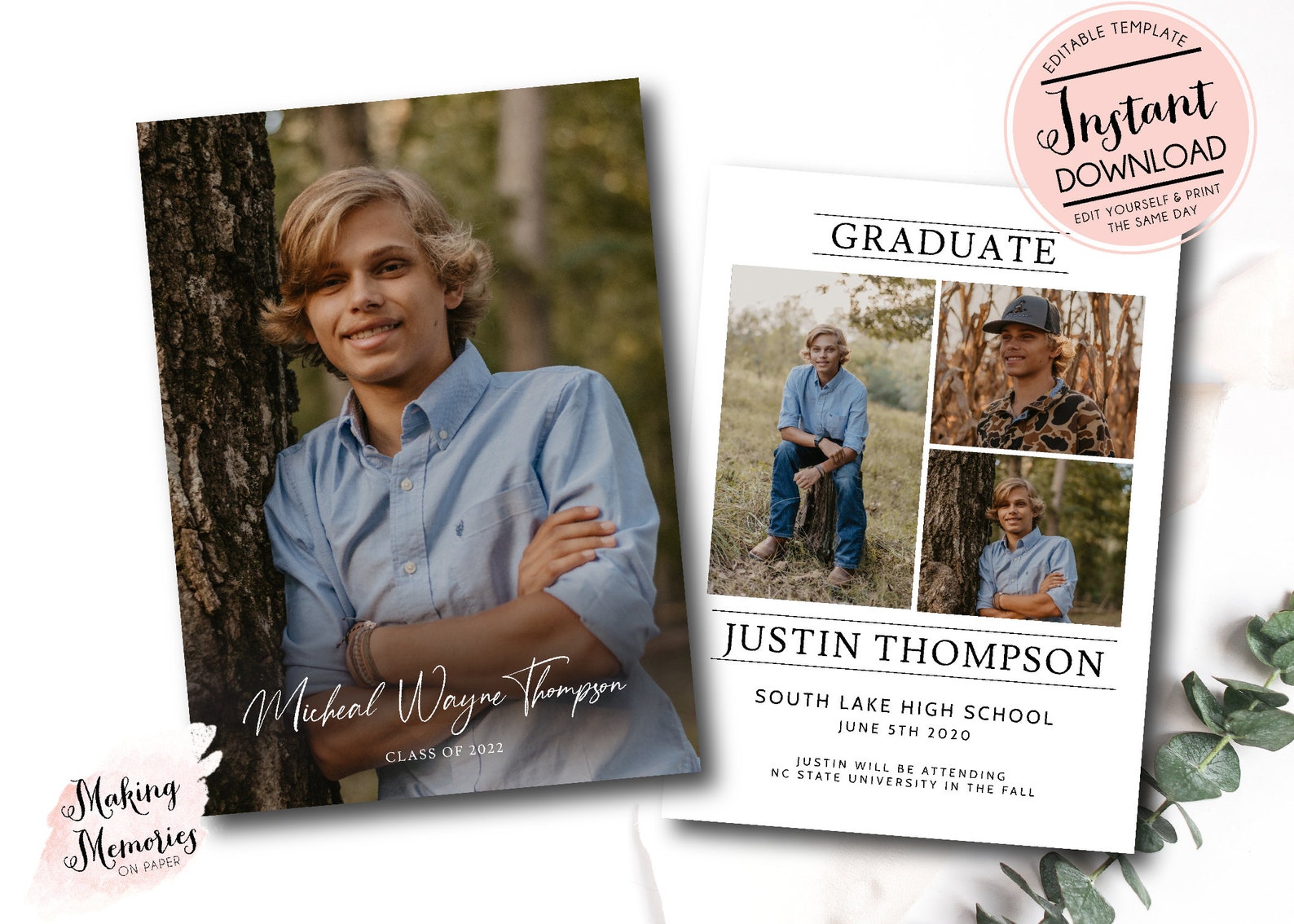 Graduation Announcement, Boy Graduation Invitation, Boy Graduation ...
