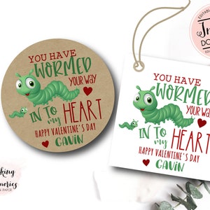 Personalized Worm Valentine's Day Tag, Gummy Worm Valentine's Tag, Boy ...
