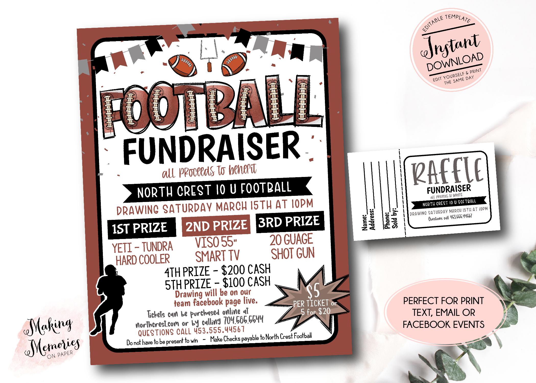 Editable Football Fundraiser Template, Sports Fundraiser, Football ...