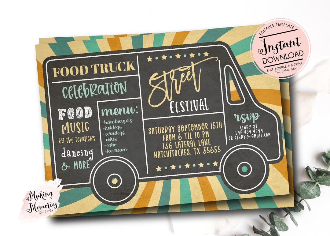 Food Truck Invitation, Food Truck Birthday, Food Truck Graduation, Fall ...