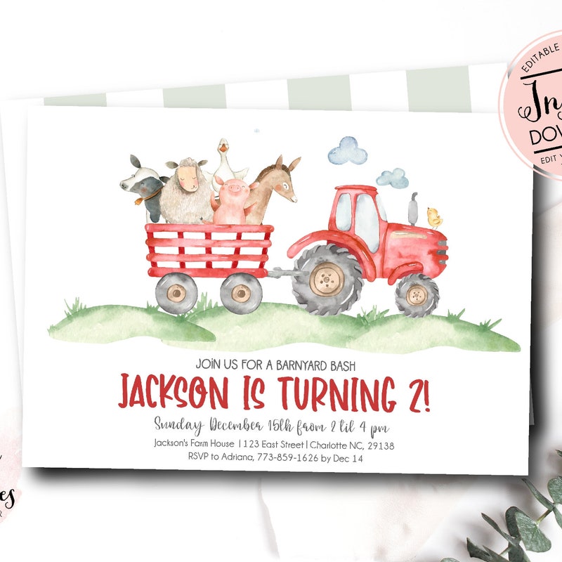 Red Tractor Birthday - Etsy