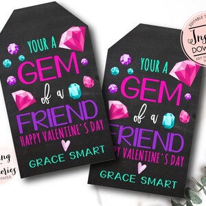 Valentine Gem Tags, You Are Gem of a Friend, Girl Friend Valentine ...