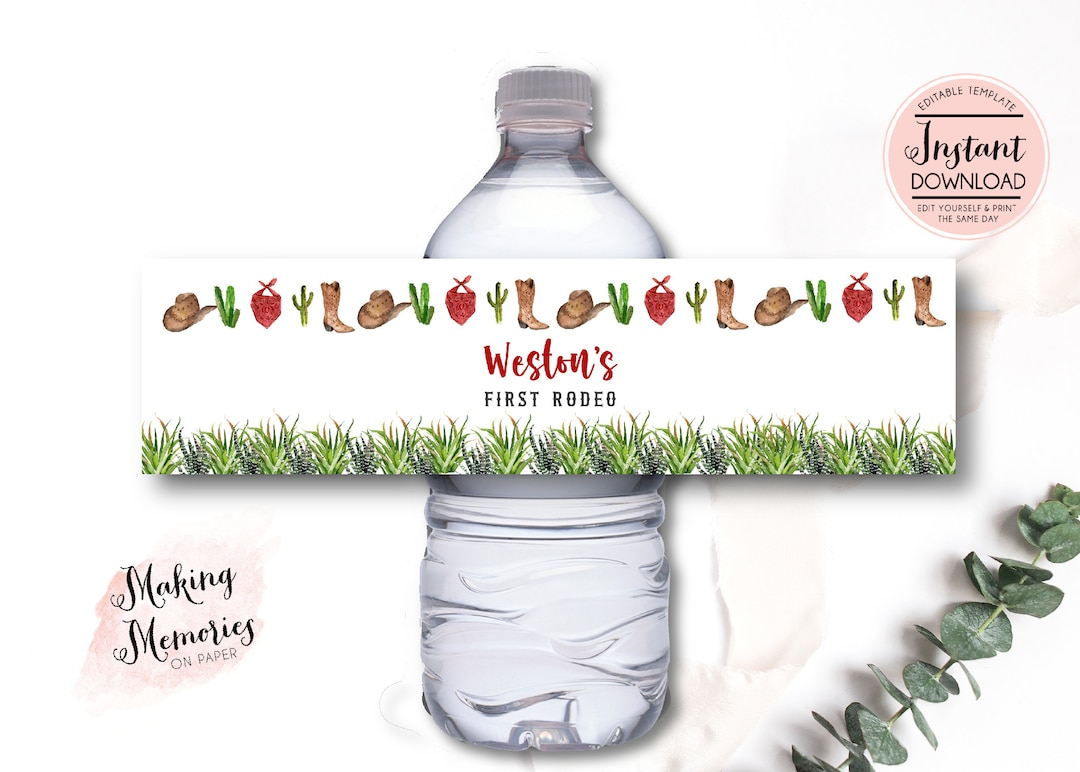 Cowboy Water Bottle Labels, Western Water Labels, Rodeo Water Labels ...