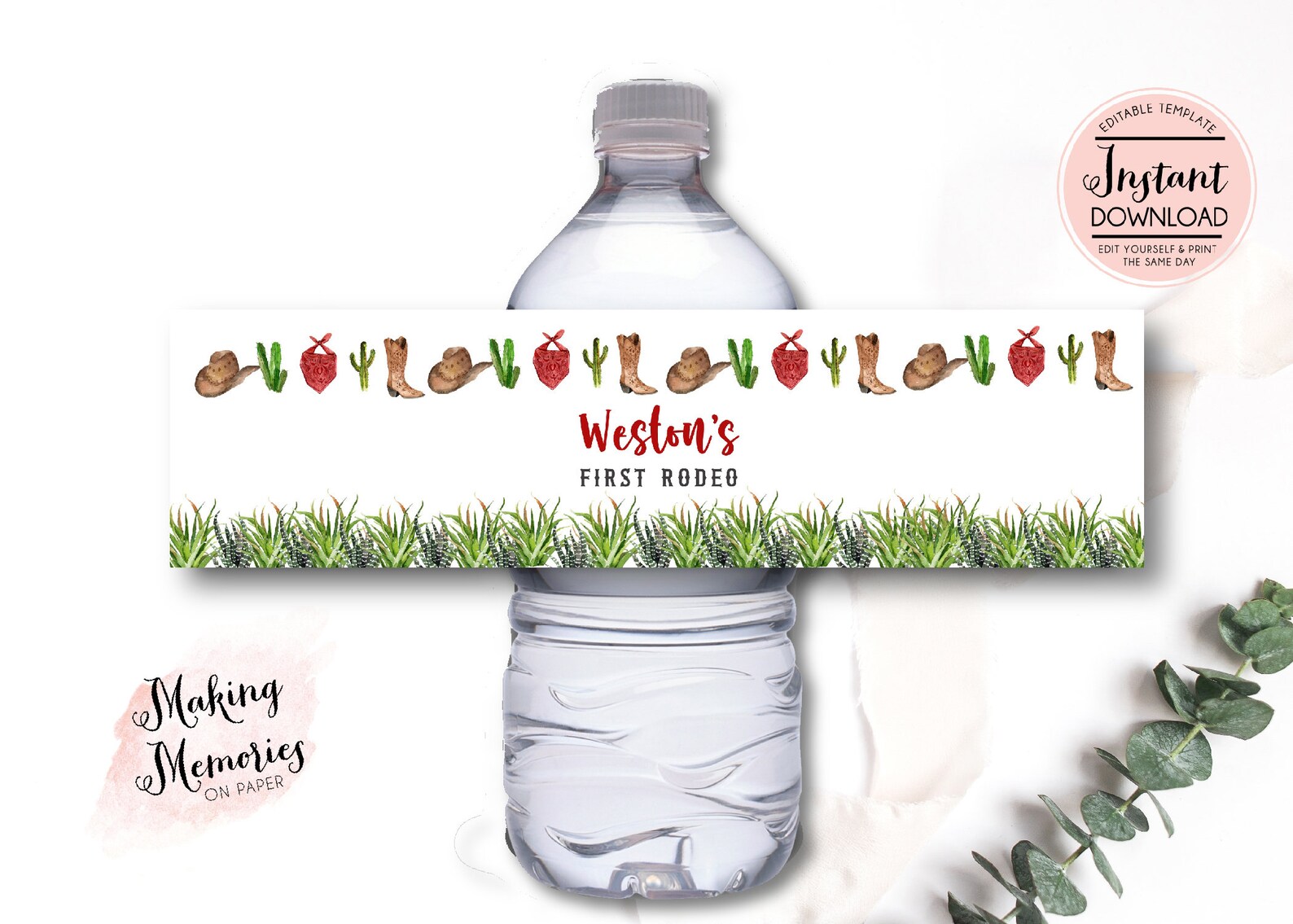 Cowboy Water Bottle Labels Western Water Labels Rodeo Water | Etsy