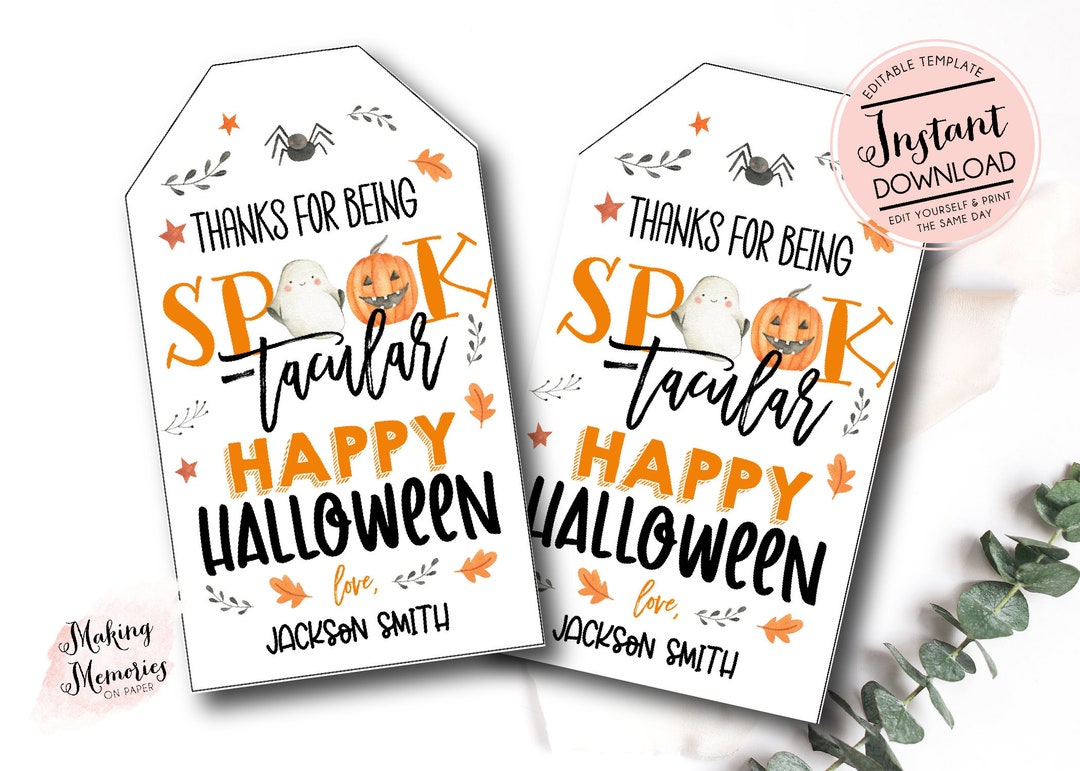 Thanks for Being Spooktacular Halloween Favor Tag, School Halloween ...