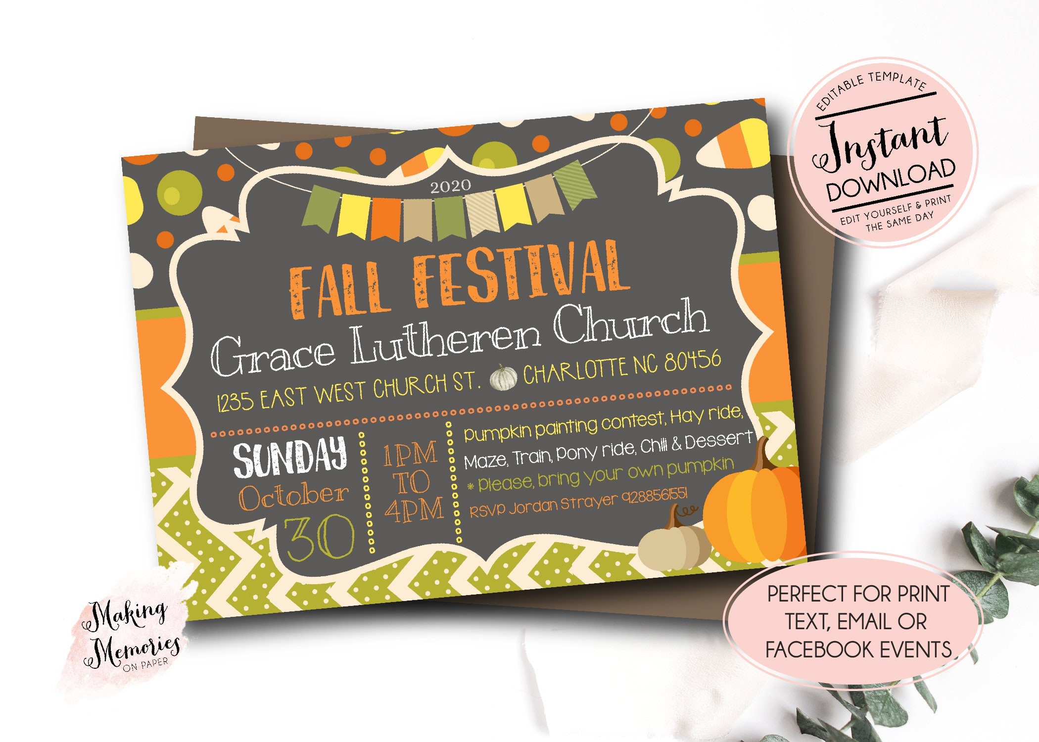 Fall Festival Invitation Church Fall Festival Invite | Etsy
