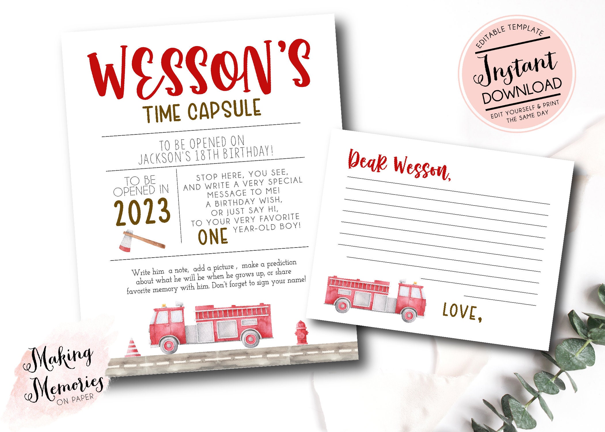 Editable Fire Truck Milestone Poster Fire Engine Stats Board - Etsy