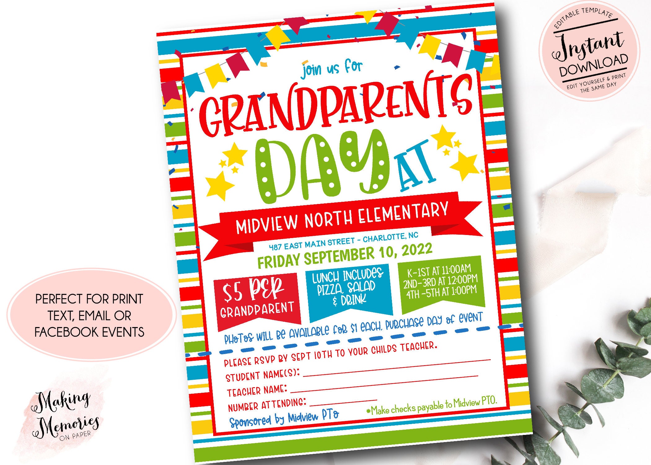 Grandparent Day Flyer, School Grandparents Day Event, Grandparents Day ...