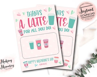 Thanks A Latte Valentine's Card - Etsy