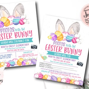 Photos With the Easter Bunny Flyer, Bunny Photo Template, Easter ...