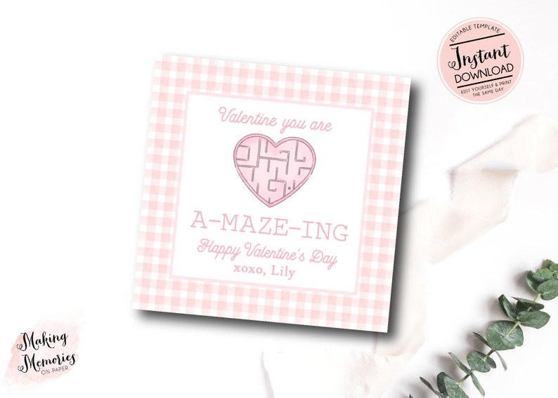Printable Maze Valentine Card, You Are A-mazeing Valentine's Day Card ...