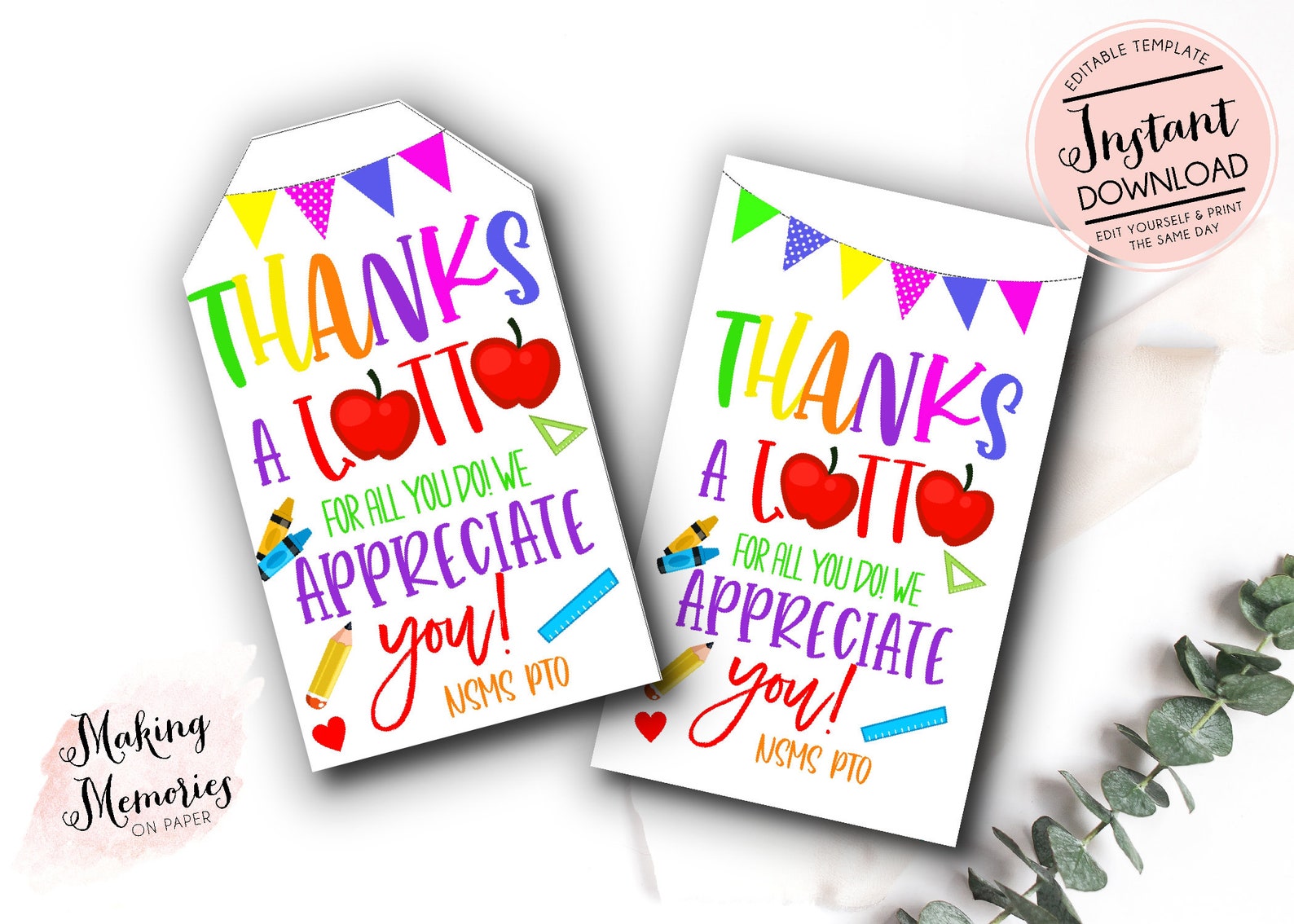 Teacher Appreciation Week Favor, Lottery Ticket Favor Tag, Thanks a ...