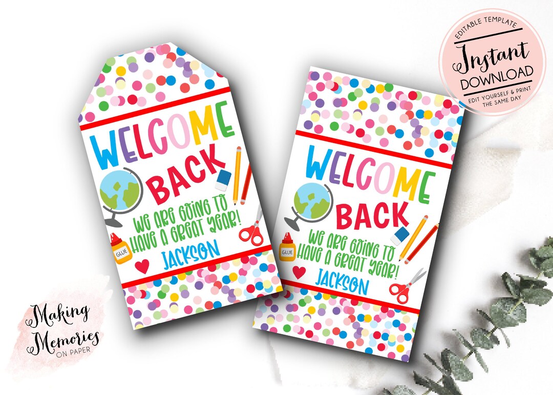 Welcome Back to School Gift Tag, First Day of School Teacher Gift ...