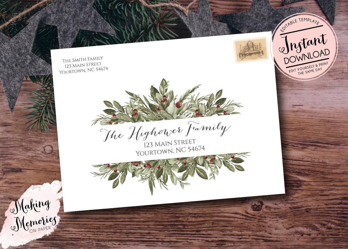 Editable Christmas Envelope Template Addressed Christmas - Etsy
