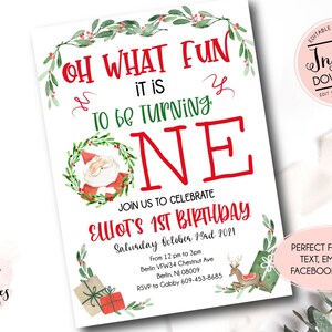Editable Christmas Birthday Party Invitation, Oh What Fun It is to Be ...