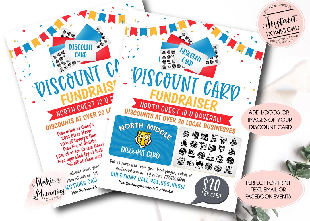 Discount Card Fundraiser, Discount Card Flyer, Local Discount Card ...