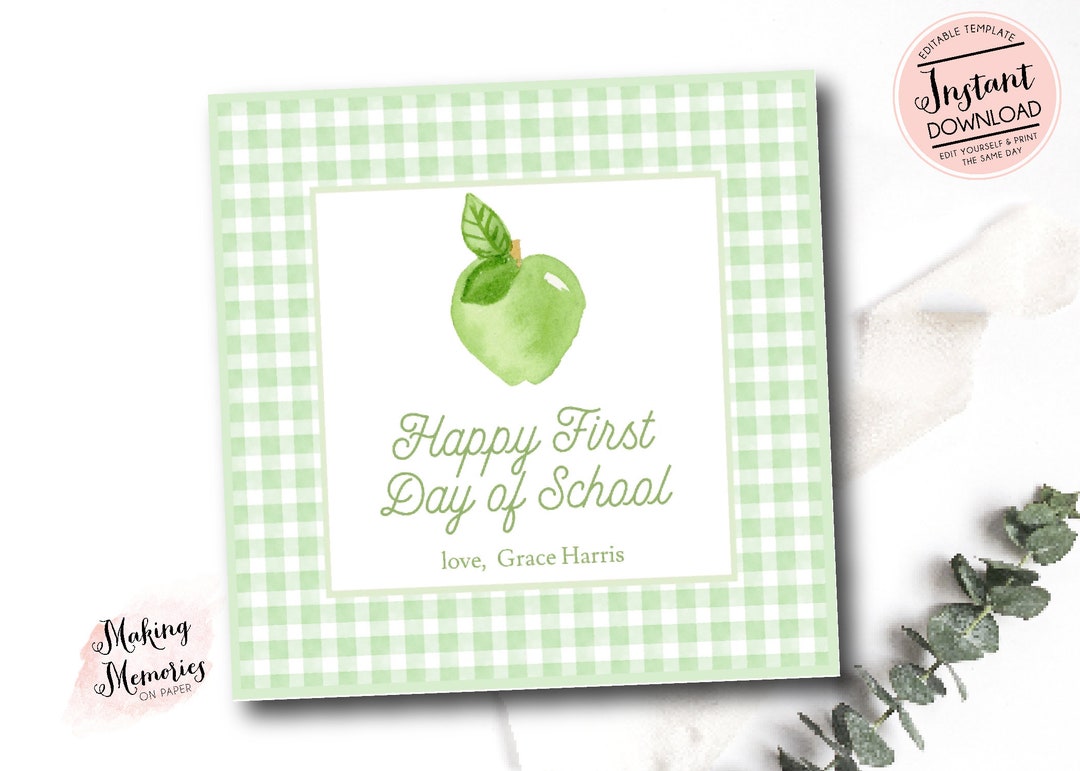 Printable Back to School Tag, Watercolor Back to School Tag, First Day ...