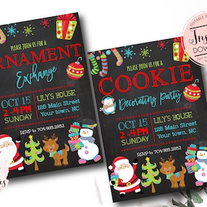 Kids Christmas Party Invitation, Christmas Birthday Invite, Cookie ...